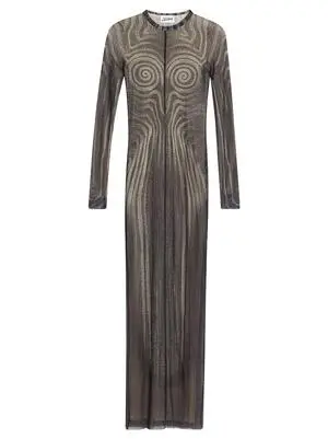 Jean Paul Gaultier Jean Paul Gaultier Spiral Mesh Maxi Dress Blackgreyecru