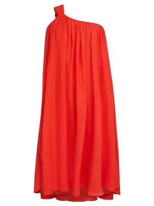 Halston Rafelle One-shoulder Georgette Midi Dress - Orange Spice