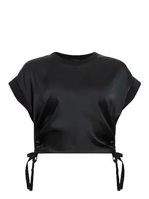 ALLSAINTS Mira Cropped Stretch-satin Top - Black