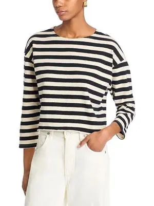 PERFECTWHITETEE Taylor Striped Top - Black/natural Stripe