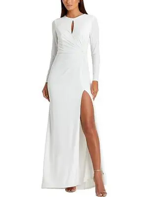 Mac Duggal Ieena Collection Keyhole Gown - White