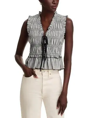 Rails Rails Martine Gingham Peplum Top Ivory Jet