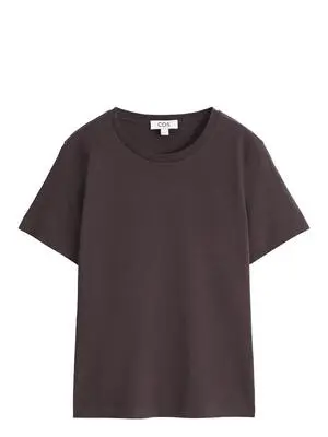 Cos Crew-Neck Cotton T-Shirt Brown