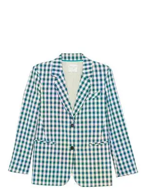 FORTE_FORTE Gingham-check Blazer - Blue