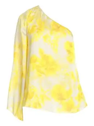 LIU •JO Floral-print One-shoulder Satin Top - Yellow