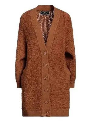 Elisabetta Franchi Cardigan In Bouclé Knit - Camel