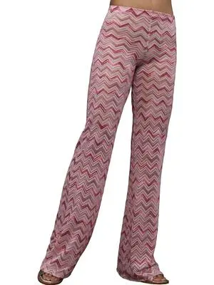 Missoni Slub Zig-zag Flare Trousers - Pink/white Chevron
