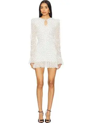ROTATE BY BIRGER CHRISTENSEN Printed Long Sleeve Mini Dress - Egret