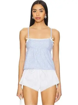 MORE TO COME Lisa Babydoll Top - Blue Gingham