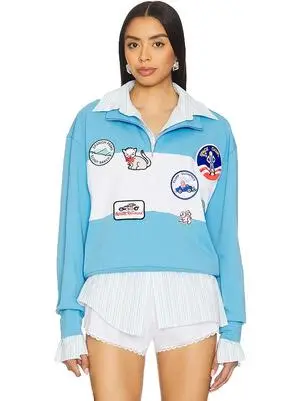 YUHAN WANG Embroidered Patches Sweatshirt - Blue