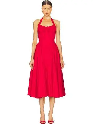 Line & Dot Abbott Halter Midi Dress - Red