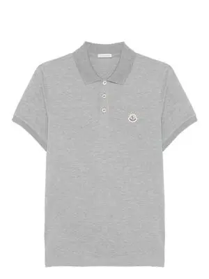 Moncler Logo-patch Cotton Polo Shirt - Grey