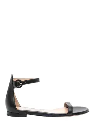 GIANVITO ROSSI Leather Flat Sandals - Black