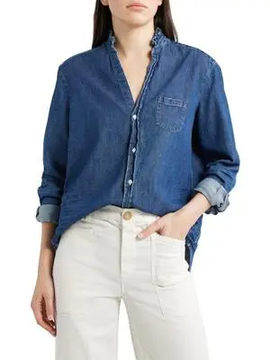 Frank & Eileen Frank & Eileen Ruffle Collar Relaxed Fit Shirt Dark Vintage Wash