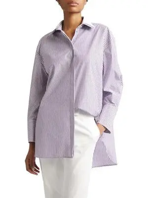Max Mara Tubinga Stripe Stretch Cotton Button-up Shirt - Purple