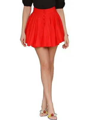 Avec Les Filles Bubble Hem Miniskirt - Hot Red