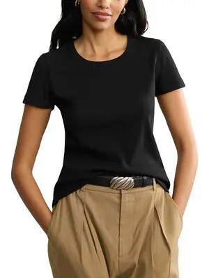 Jenni Kayne Ribbed Crewneck Tee - Black