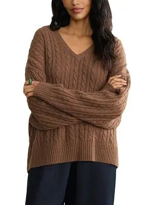 Jenni Kayne Nell Cable Knit Sweater - Coffee