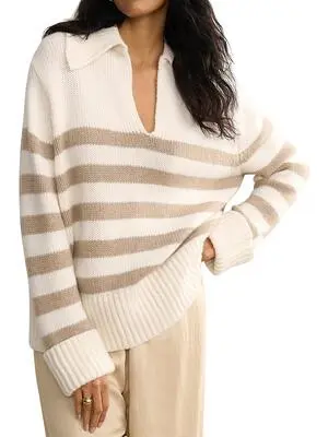 Jenni Kayne Phoebe Cashmere Striped Sweater - Ivory/toast Stripe