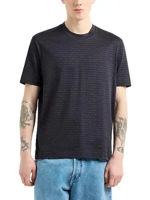 Emporio Armani Cotton Allover Jacquard Logo Tee - Black