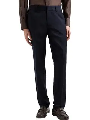 Emporio Armani Twill Suit Trousers - Navy Blue