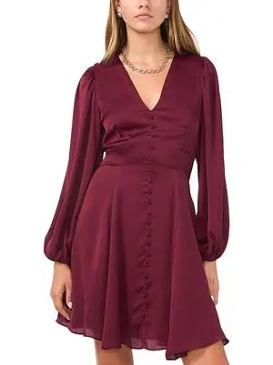 1.State Textured Mini Dress - Currant Red