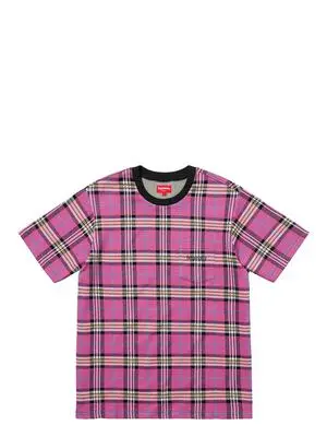 Supreme Jacquard Tartan Plaid Pocket Tee Shirt - Pink