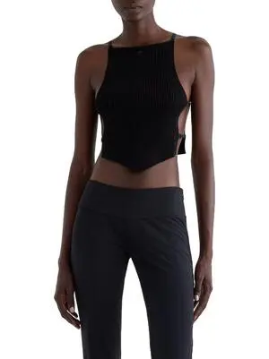 COURREGES Open Side Rib Knit Tank - Black