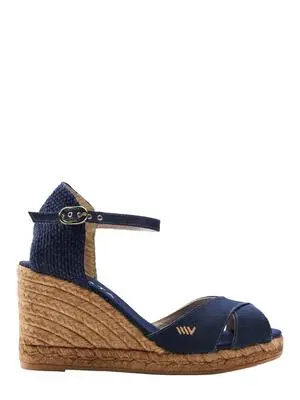 VISCATA Aiguablava Canvas Espadrille Wedges Navy
