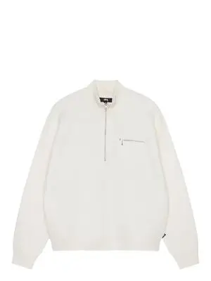 StÜssy Half Zip Mock Neck Sweater - Cream