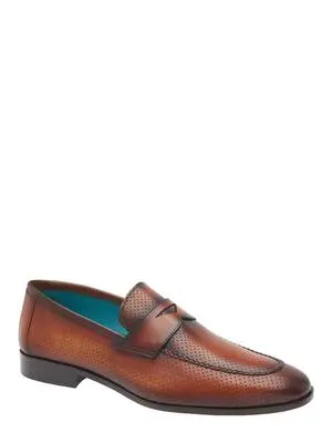 Mezlan Mezlan Cueva Perforated Penny Loafer Cognac Rust