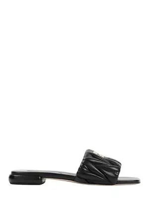 Miu Miu Logo Detailed Slip-on Sandals - Black