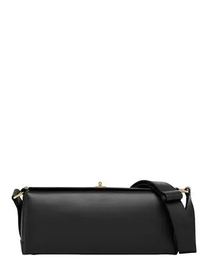 Plan C Folded Leather Shoulder Bag - Black