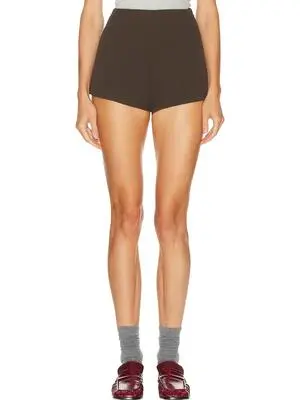 EAVES Naftali Polished Crepe Mini Shorts - Ganache