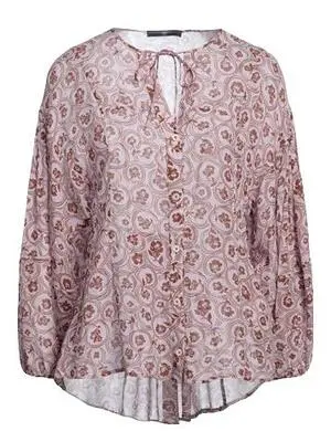 High Floral Print Crepe Shirt - Pink
