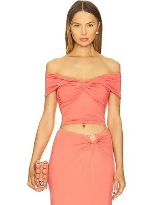 Good American Stretch Jersey Twist Off Top - Coral002
