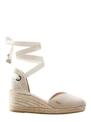 VISCATA Gava Canvas Espadrille Wedges - Beige
