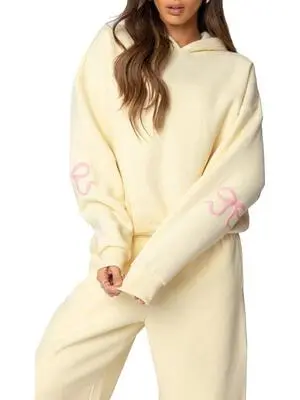 EDIKTED Bonney Bow Oversized Hoodie - Yellow