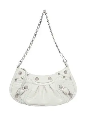 Balenciaga Le Cagole Mini Bag With Chain Crocodile Embossed - White