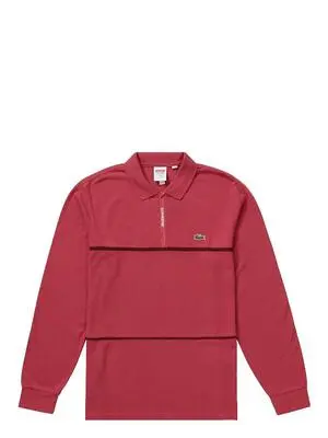Supreme Lacoste Pique Zip Long Sleeve Polo Shirt - Pink
