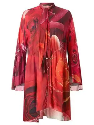 Roberto Cavalli Rose-print Mini Dress - Red