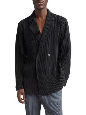 Issey Miyake Tailored Pleats Double Breasted Jacket - Black