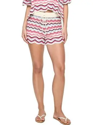 L*Space Sun Chaser Stripe Cotton Cover-up Shorts - Sand In Hand