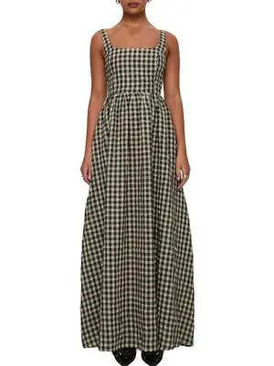 Princess Polly Cartmel Gingham Check Maxi Dress - Black