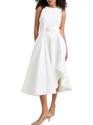 Cinq À Sept Zelda Sleeveless Asymmetric Midi Dress - White