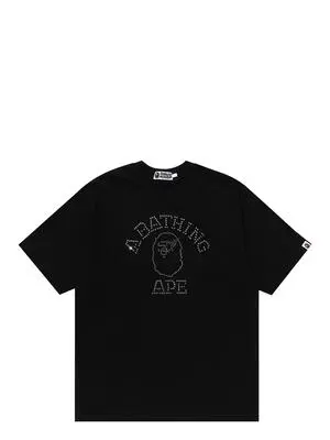 A BATHING APE Rhinestone College Relaxed Fit Tee - Black