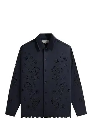 Kith Isaac Microsuede Long-sleeve Button Down Shirt 'define - Blue