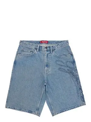 Supreme Script Baggy Denim Short - Blue