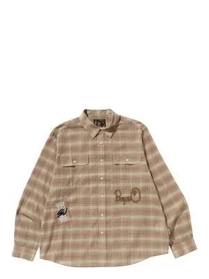 A BATHING APE X Sean Wotherspoon Embroidery Check Shirt 'beige - Tan
