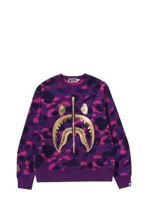 A BATHING APE Color Camo Shark Crewneck - Purple